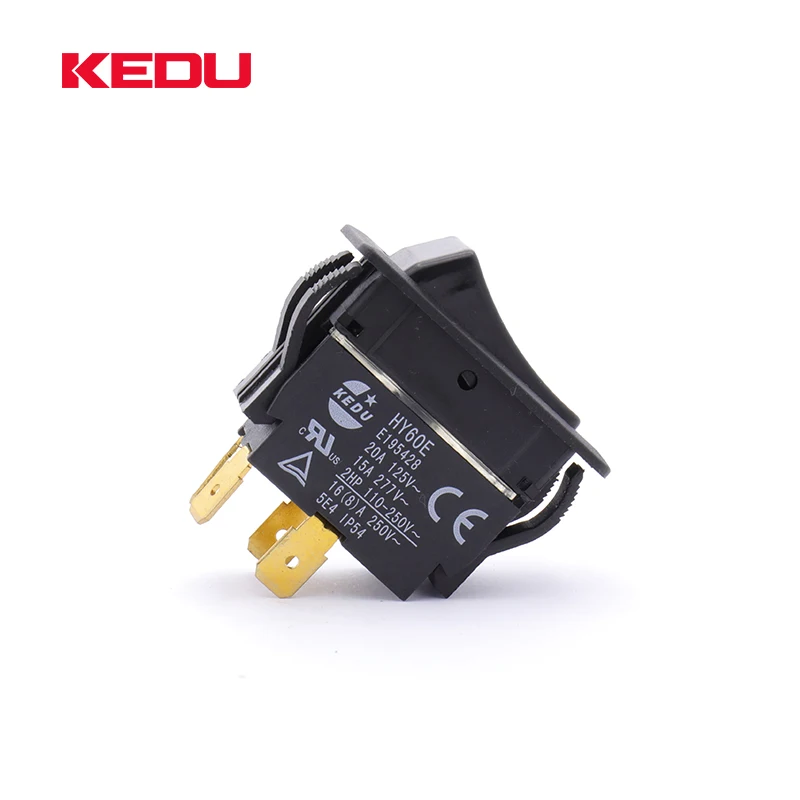 KEDU HY60E Rocker Switch with Red Light Indicator - 250VAC, 16A