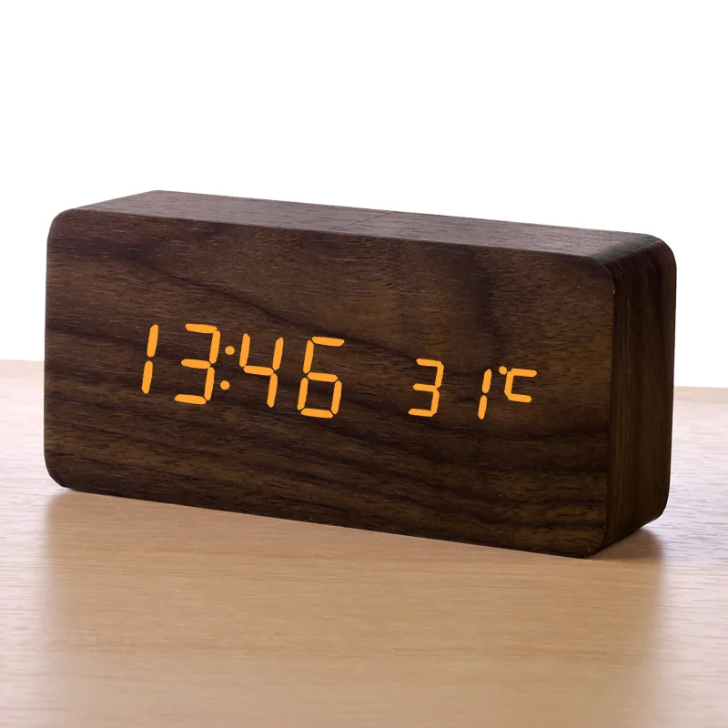 Personalized Wooden Digital Clock Charging Multifunction Led Digital ...