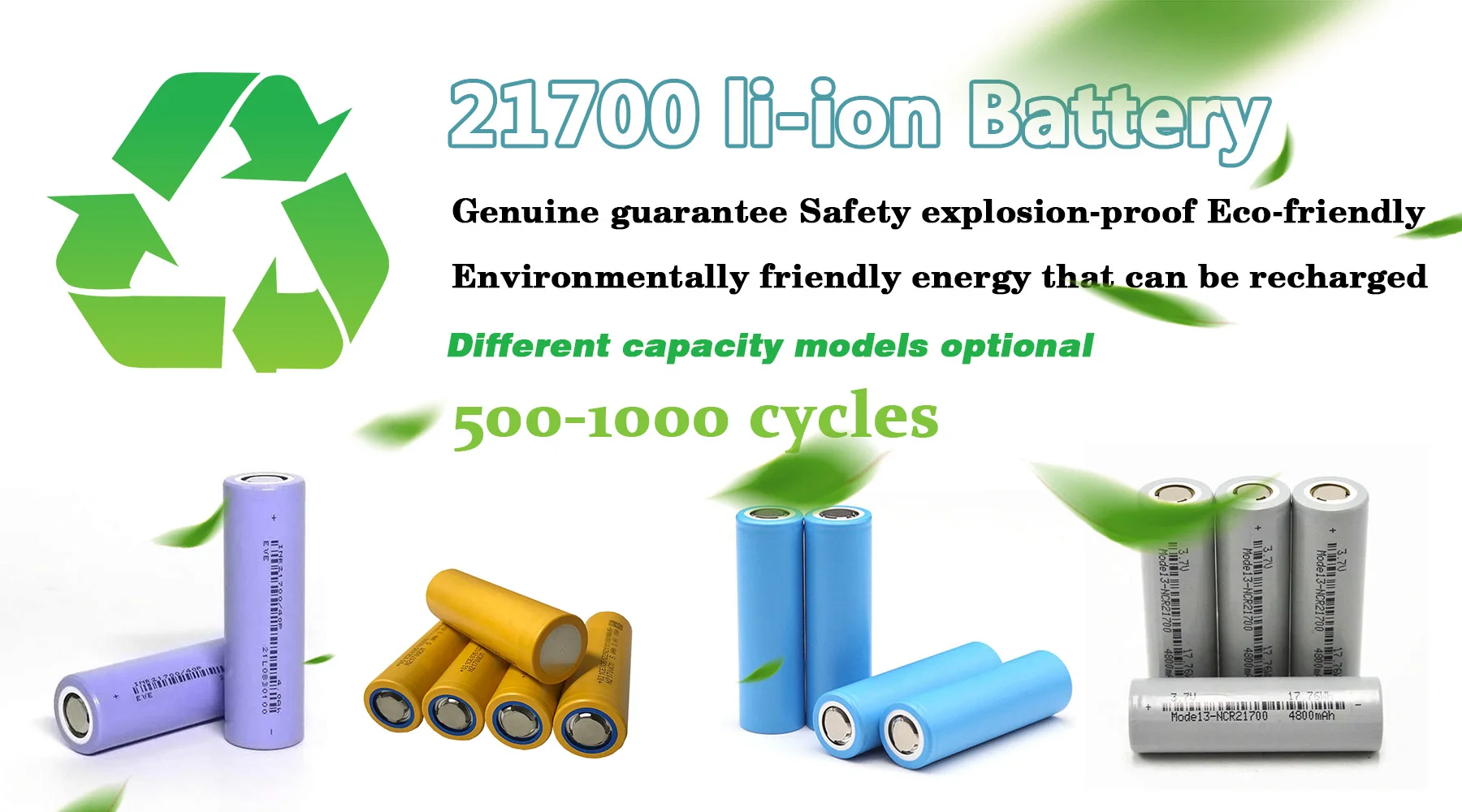 Deep Cycle Rechargeable Ncm 5000mah 3.7v 21700 Li Ion Cylindrical ...