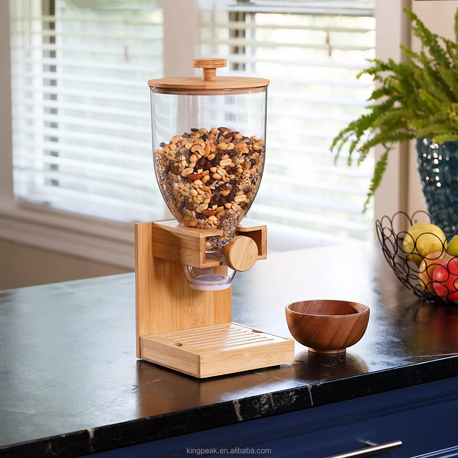 Kingpeak Bamboo Snack Cereal Dispenser - Fresh & Durable