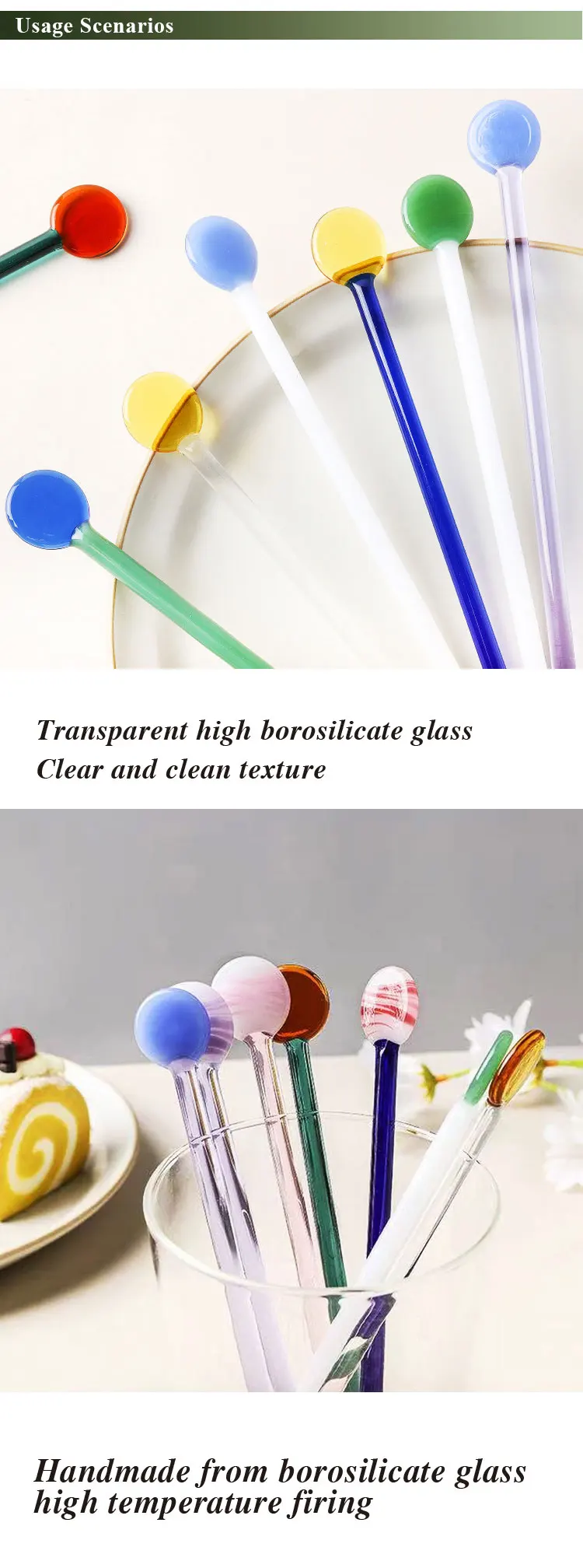 Colored Borosilicate Glass Bar Stirrer Dinking Stirrer Dishwasher ...
