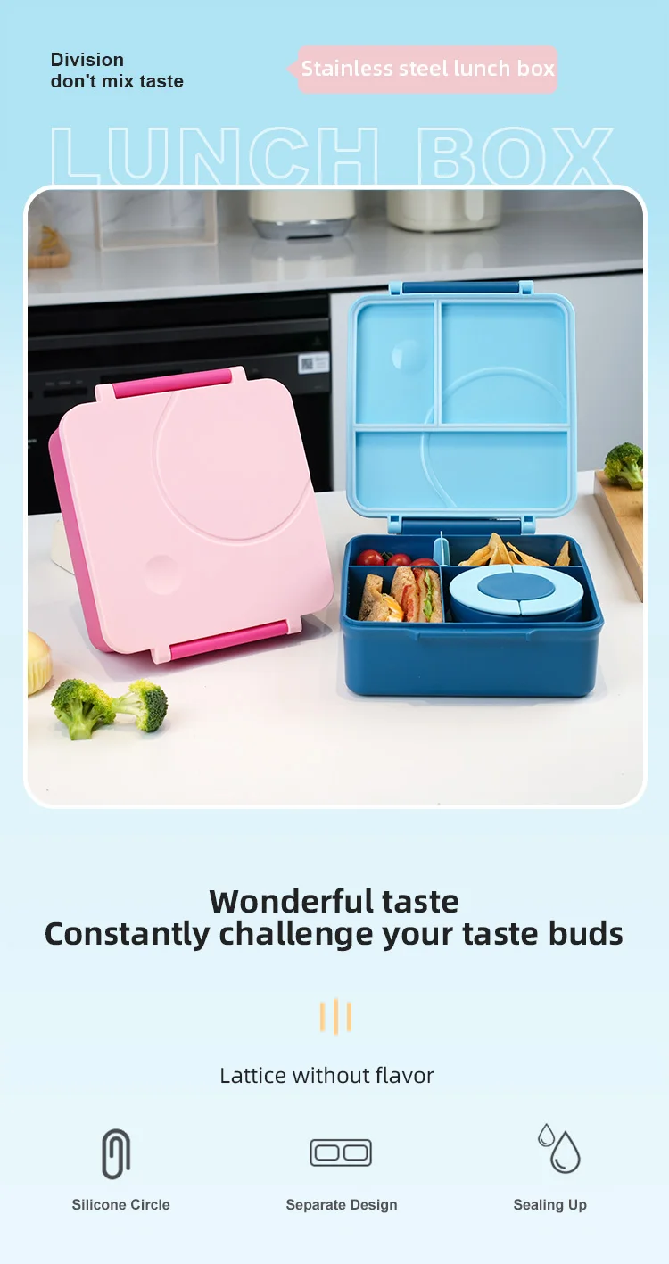 3 Compartment Bento Tiffin Box - Perfect for Kids' Lunch
