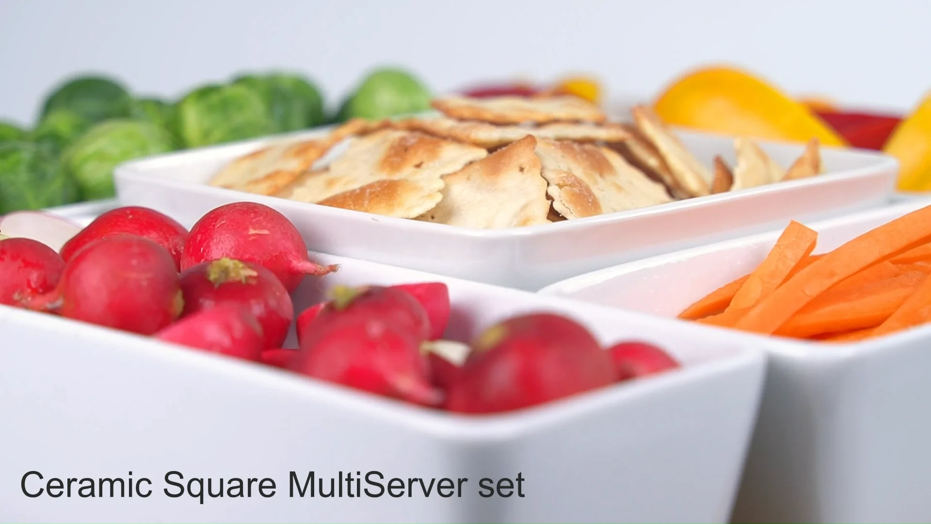 White Square 5 Compartments Chips Appetizers Divided Ceramic Food Tray ...