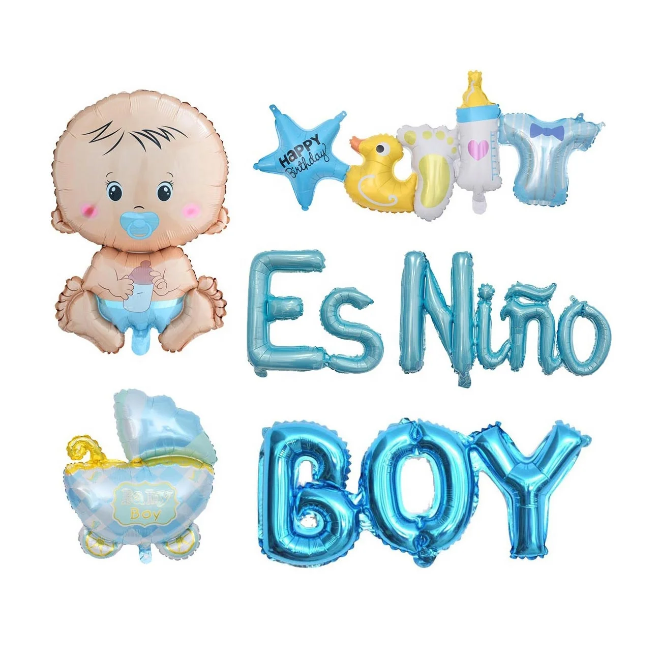 Blue Little Boy Letters Inflatable Happy Birthday Baby Balloon Baby ...