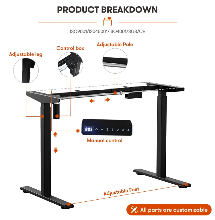 Wquantum Computer Desk Frame Modern Home Office Smart Lifting Height ...