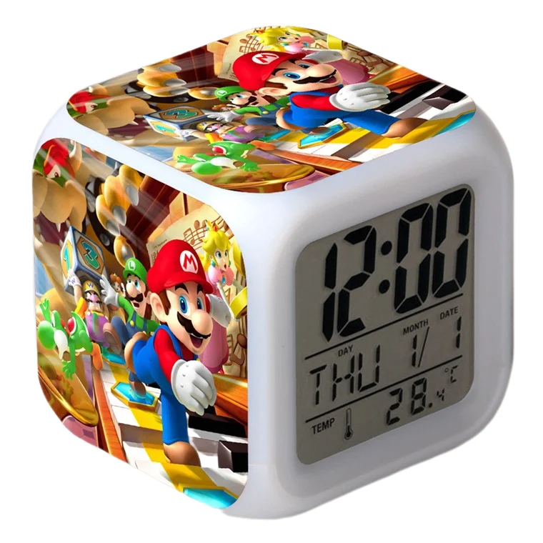 Mario Bros Digital Clock Kids Led Colour Changing Alarm Clock Help ...