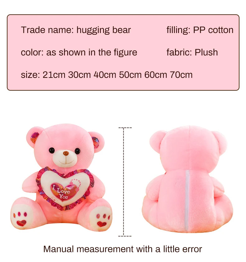 Oem Odm Led Glowing Valentine Stuffed Bears Wholesale Love Heart Plush ...