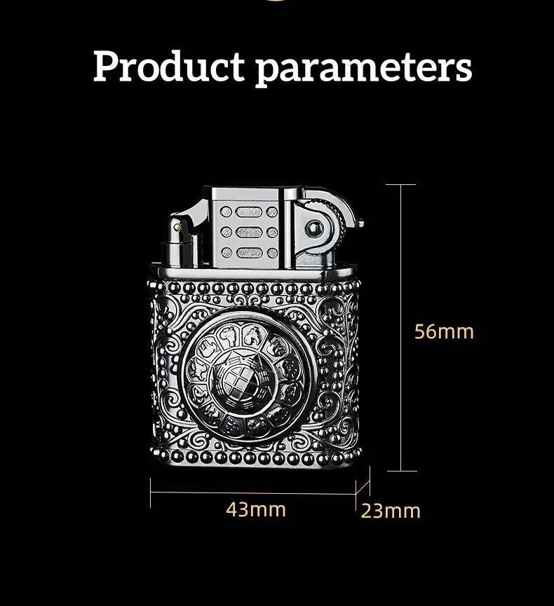 Jiaxin Vintage Metal Lighter Lucky Wheel Rotating Gas Lighter Windproof ...