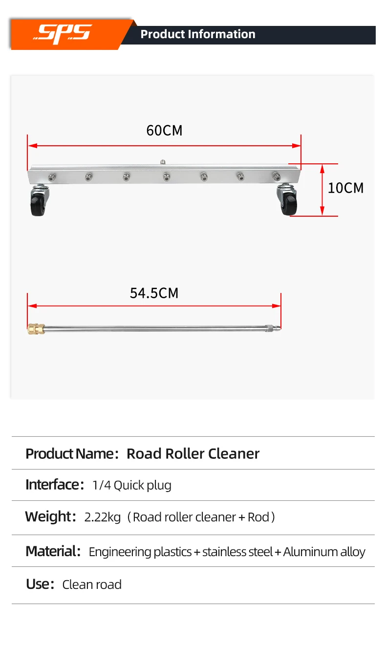 Sps 1/4 Quick Plug High Pressure Washer Road Roller Cleaner Water Broom ...