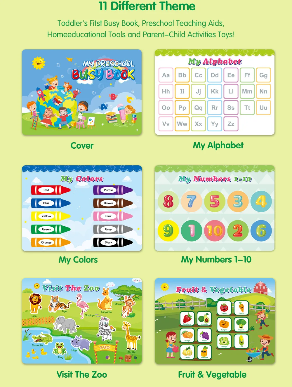 Children Preschool Busy Book Open-ended Reusable Educational Busy Book ...