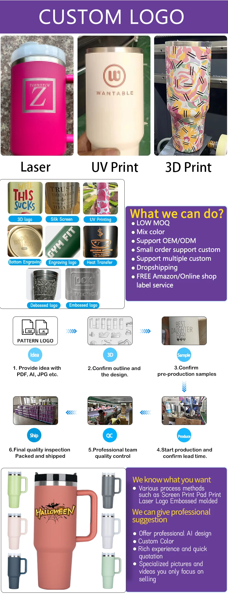 30oz & 40oz Custom Sunflower Sublimation Steel Mugs With Handle Flip Straw Tumbler Cow Print ...