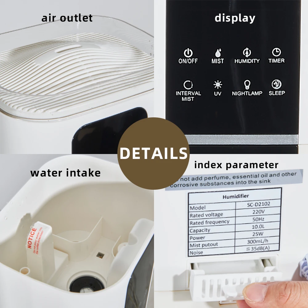H20 Industrial Ultrasonic Air Remote Control White Stand Humidifier ...