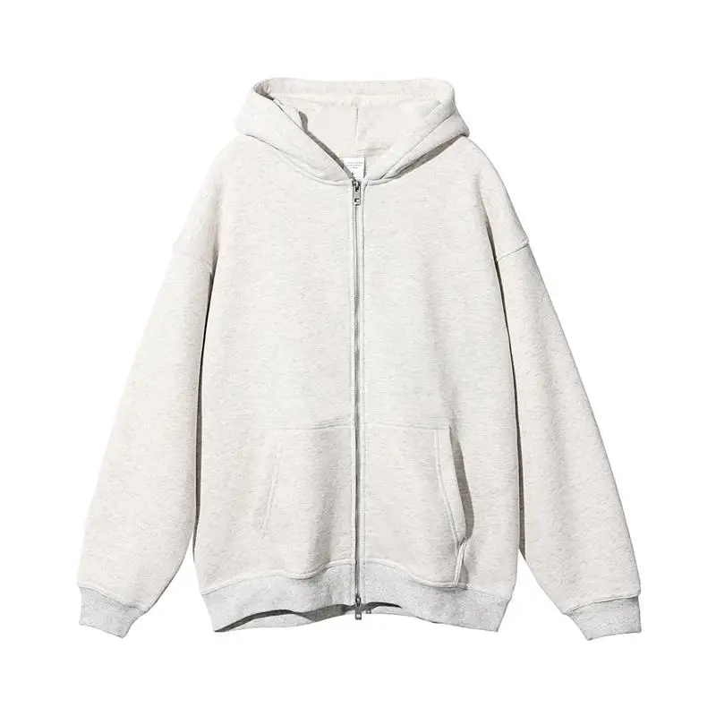 Wholesale 400gsm Fleece Full Double Zip No Drawstring Hoodie Oems ...