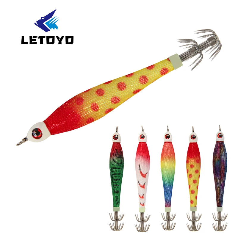 LETOYO Lead Sutte Luminous Duel Squid Jig With Double Layer Umbrella Hook Strong Night Light ...