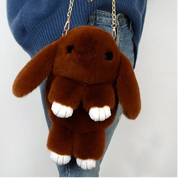 Cute Animal Rabbit Plush Handbag Kawaii Faux Rabbit Fur Bunny Purse for ...