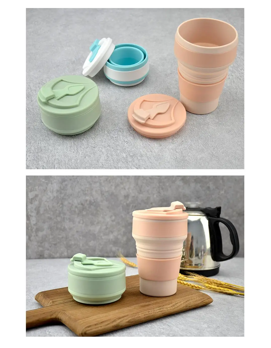 Wheat Straw Travel Folding High Temperature Resistant Outdoor Cup 350ml ...