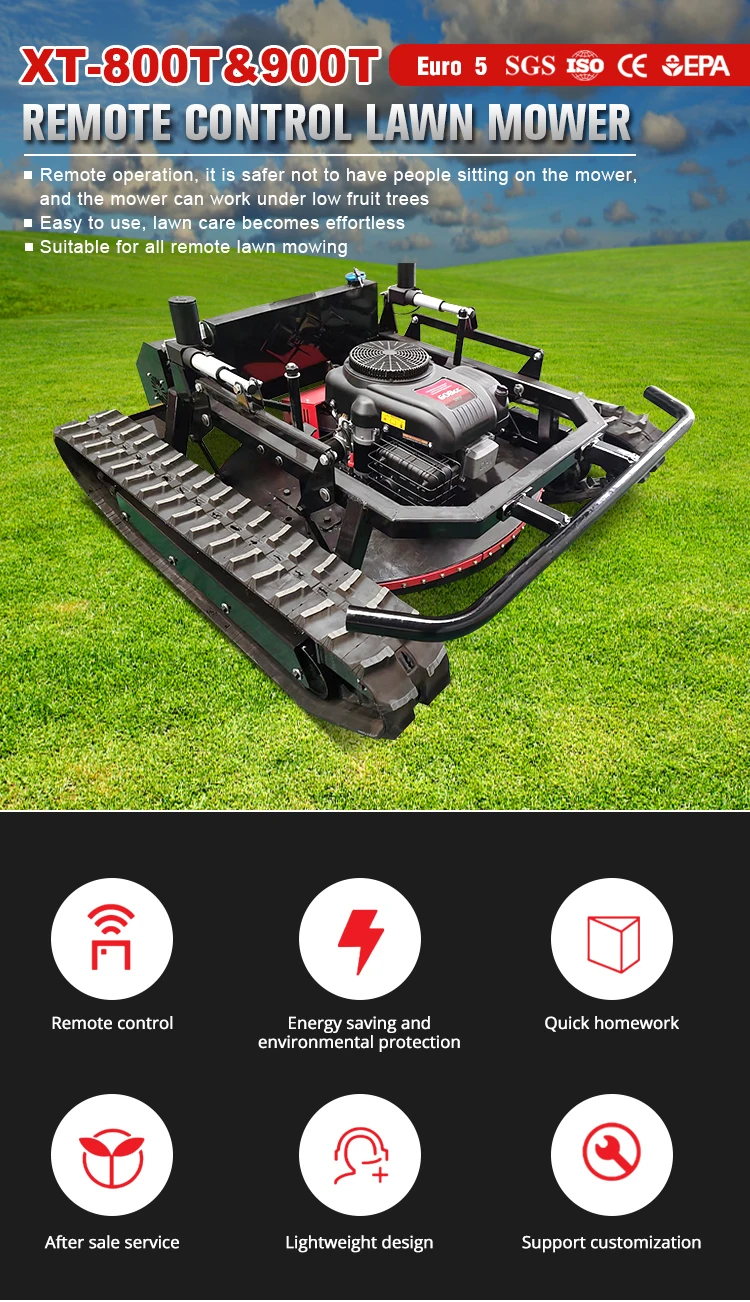680CC Cut Width 800mm Track Remote-control Lawn Mower Speed Travel 3km ...