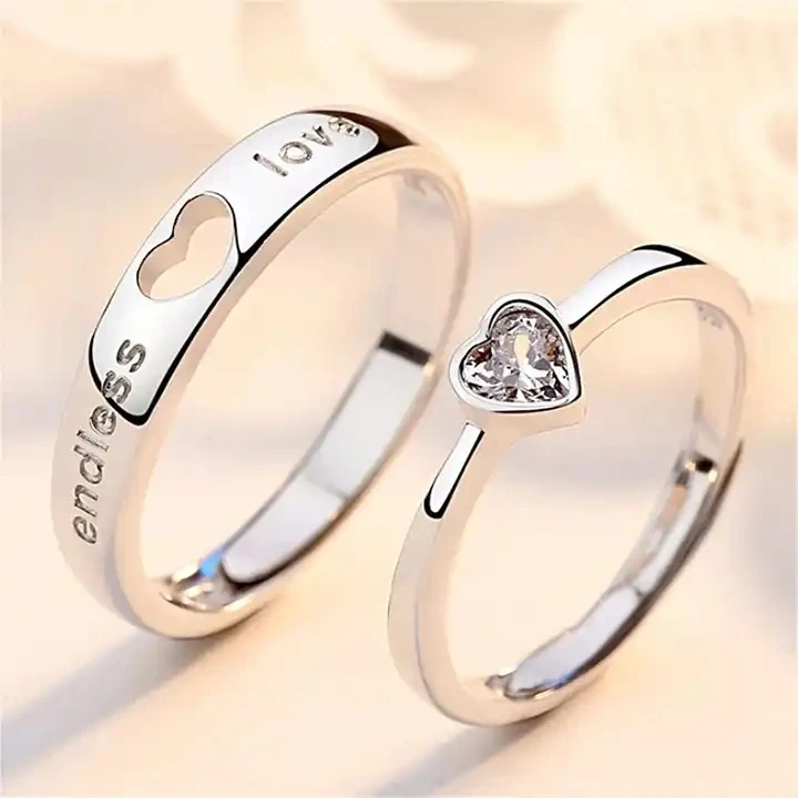 2025 New Arrival Couple Ring Men Women Hollow Heart Ring Ove Gift Zircon Stone Copper Open Pair ...