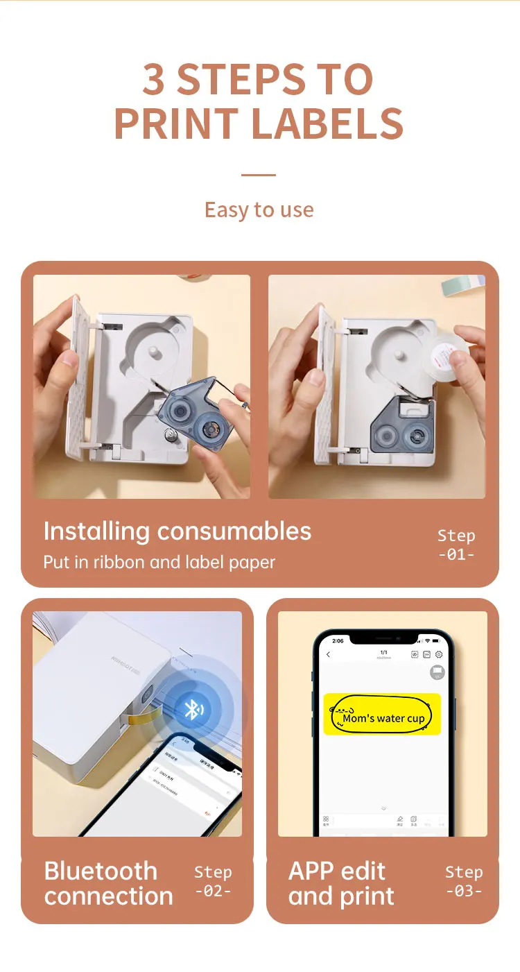 Niimbot B18 Wireless Color Ribbon Label Maker Thermal Transfer Label ...