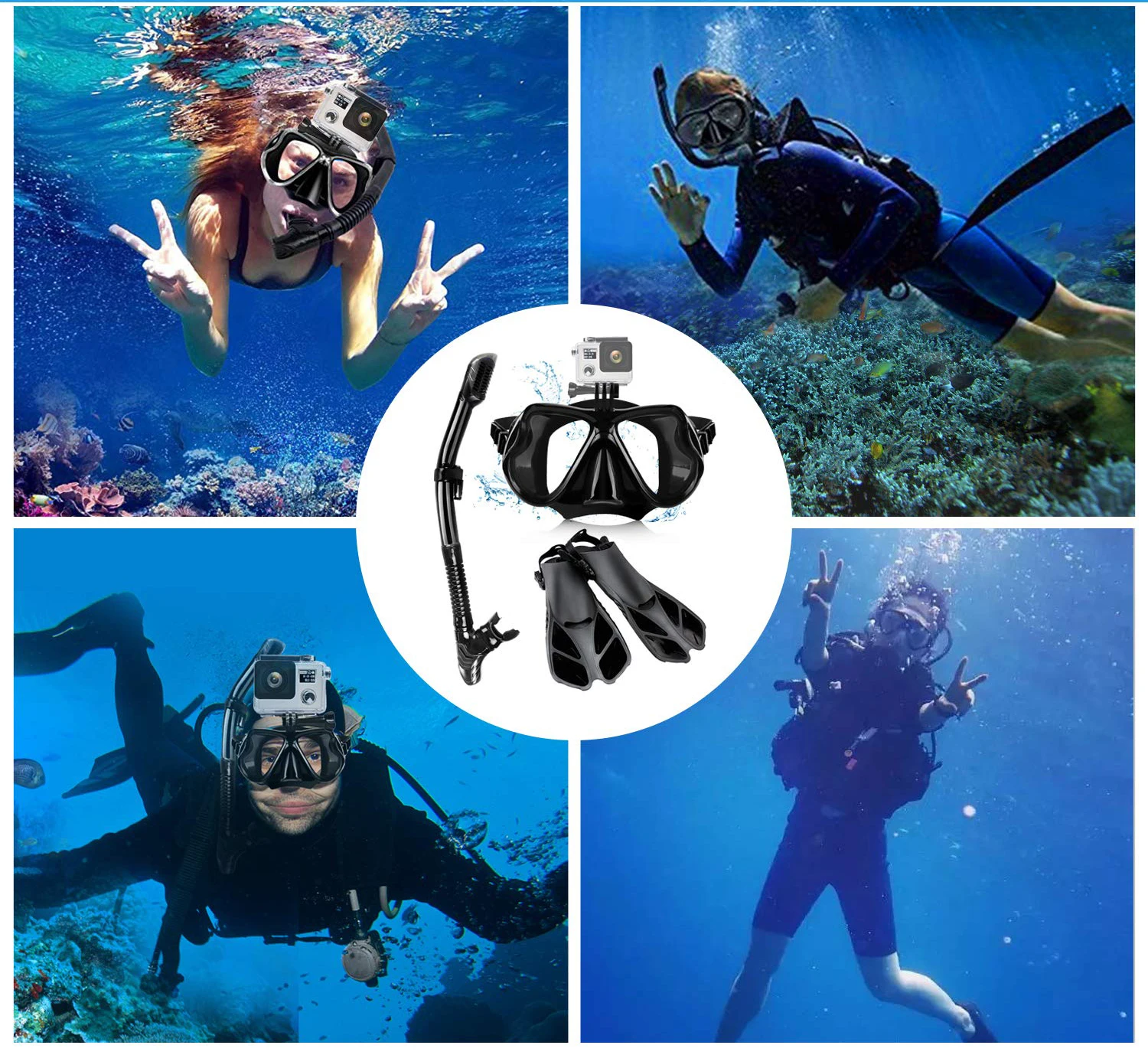 Popular Design 3-in-1 Comfortable Diving Combo Snorkeling Mask Snorkel ...