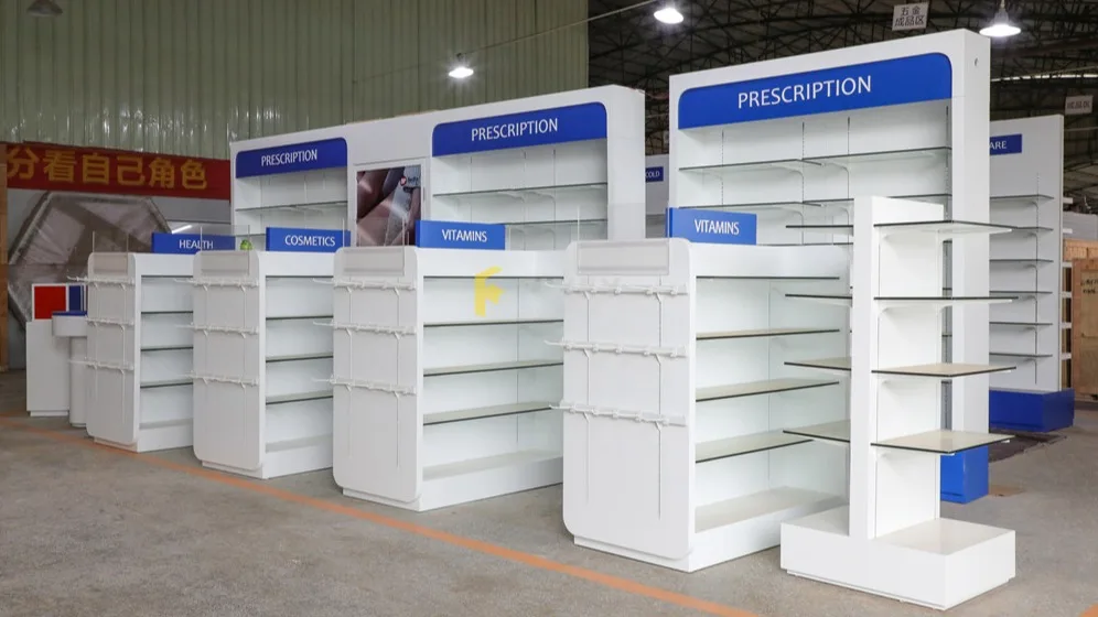 Custom Pharmacy Display Rack Furniture Counter Showcase Cabinet ...