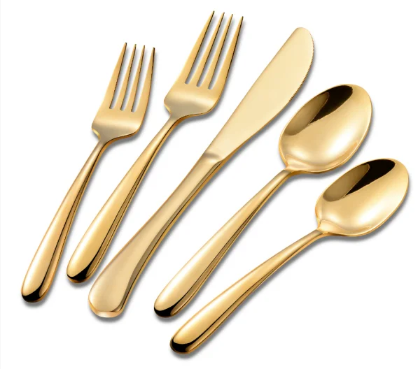 Stainless Steel Gold Plated Cutlery Flatware Sets Spoon Set For Wedding ...