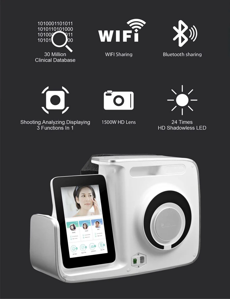 1500W pixel HD Camera Artificial Intelligence Skin Detector Scanner ...