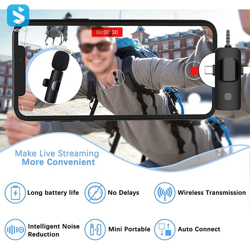 K35 K15 Professional Wireless Lavalier Microphone 3 In 1 Wireless Microphone Type C Noise ...