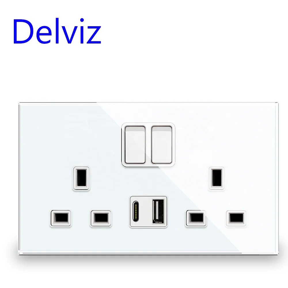 Delviz British Standard Electrical Plugs Double Outlet, 18W Type-C ...