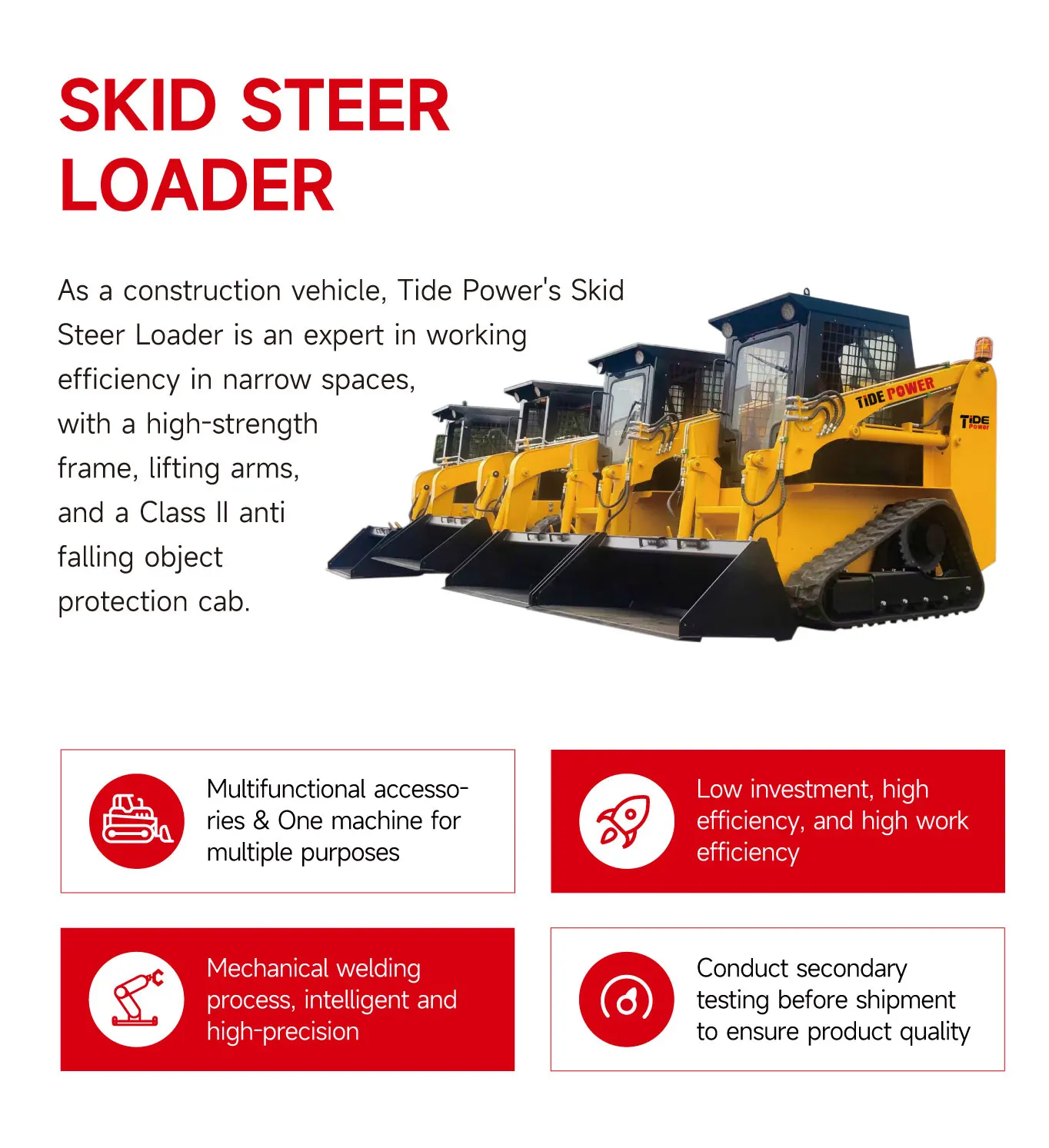 Cummins Engine Tide Power Load Skid Steer Loader 2700kg Tpw45 With Ce ...