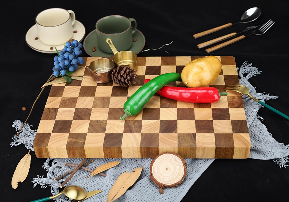 Acacia Wood Cheese Grid End Grain Cutting Chopping Server Block Board ...