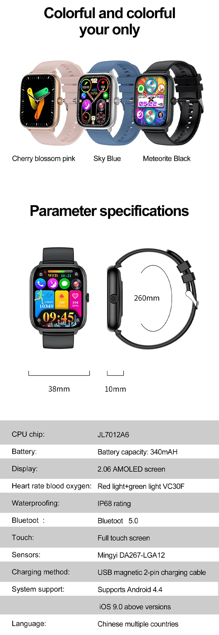 C26 PRO Smartwatch: 1.44-Inch Touch Screen Fitness Tracker, Heart Rate ...