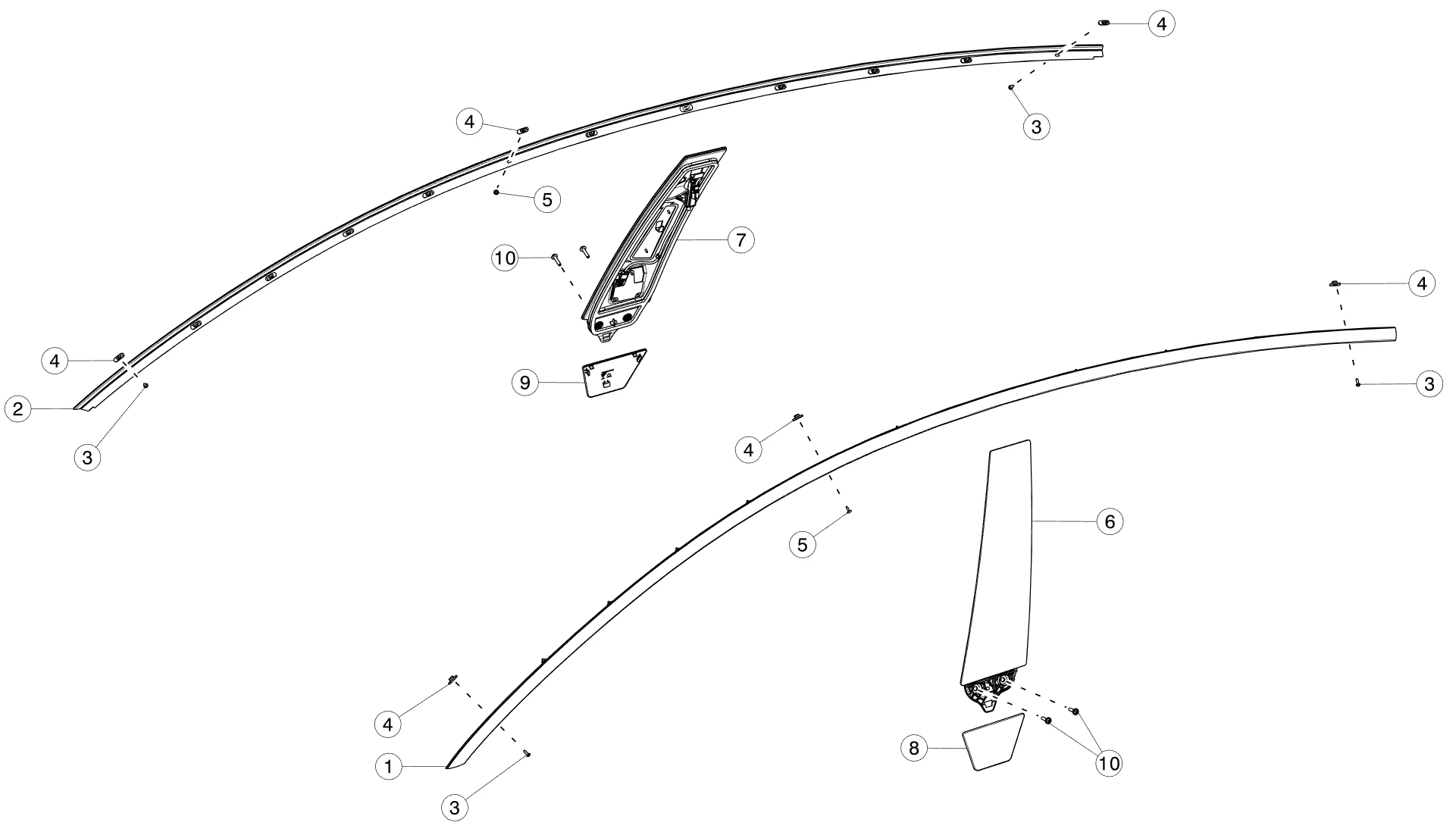 BAINEL Right Side Doors Windows Upper Roof Strip Chrome Trim for TESLA ...