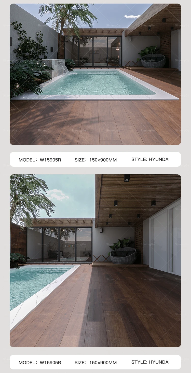 R12 Wooden Texture Rustic Ceramic Outdoor Swimming Pool Swimming Pool ...