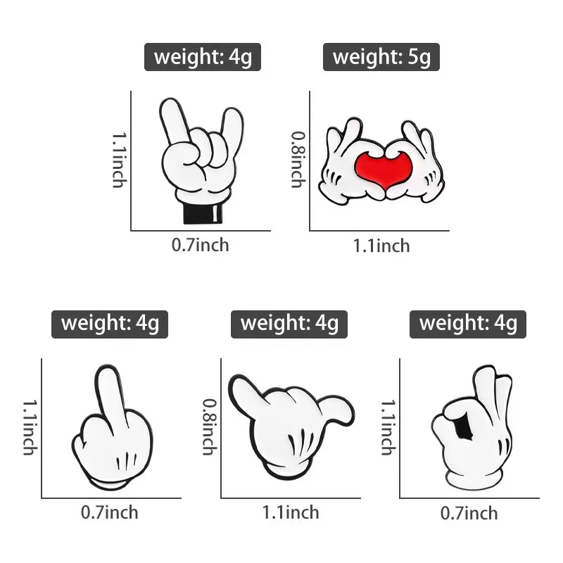 Fun Cartoon Thumbs Up Pin - Cute White Hand Design Alloy Brooch for ...