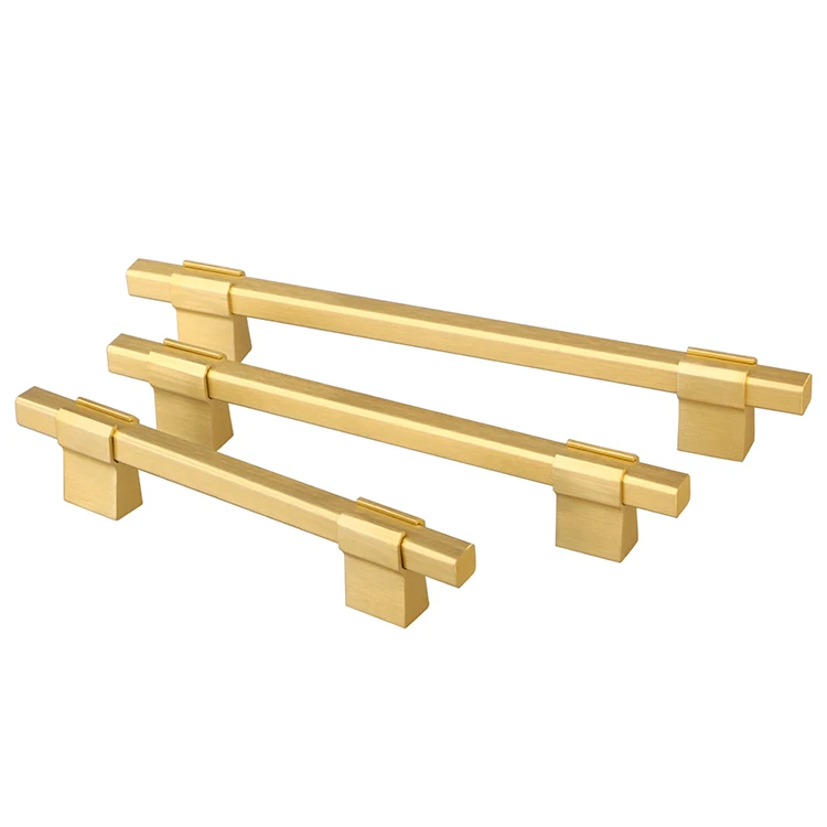 Aluminum Gold Brushed Cabinet Handles square bar for Kitchen Drawer and ...