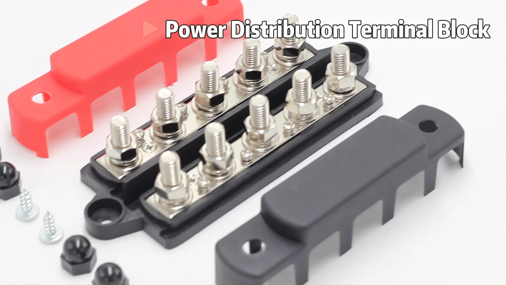 48v 300a M10 5-screw Busbar Heavy Duty Power Distribution Terminal Block Pure Copper Double Row ...