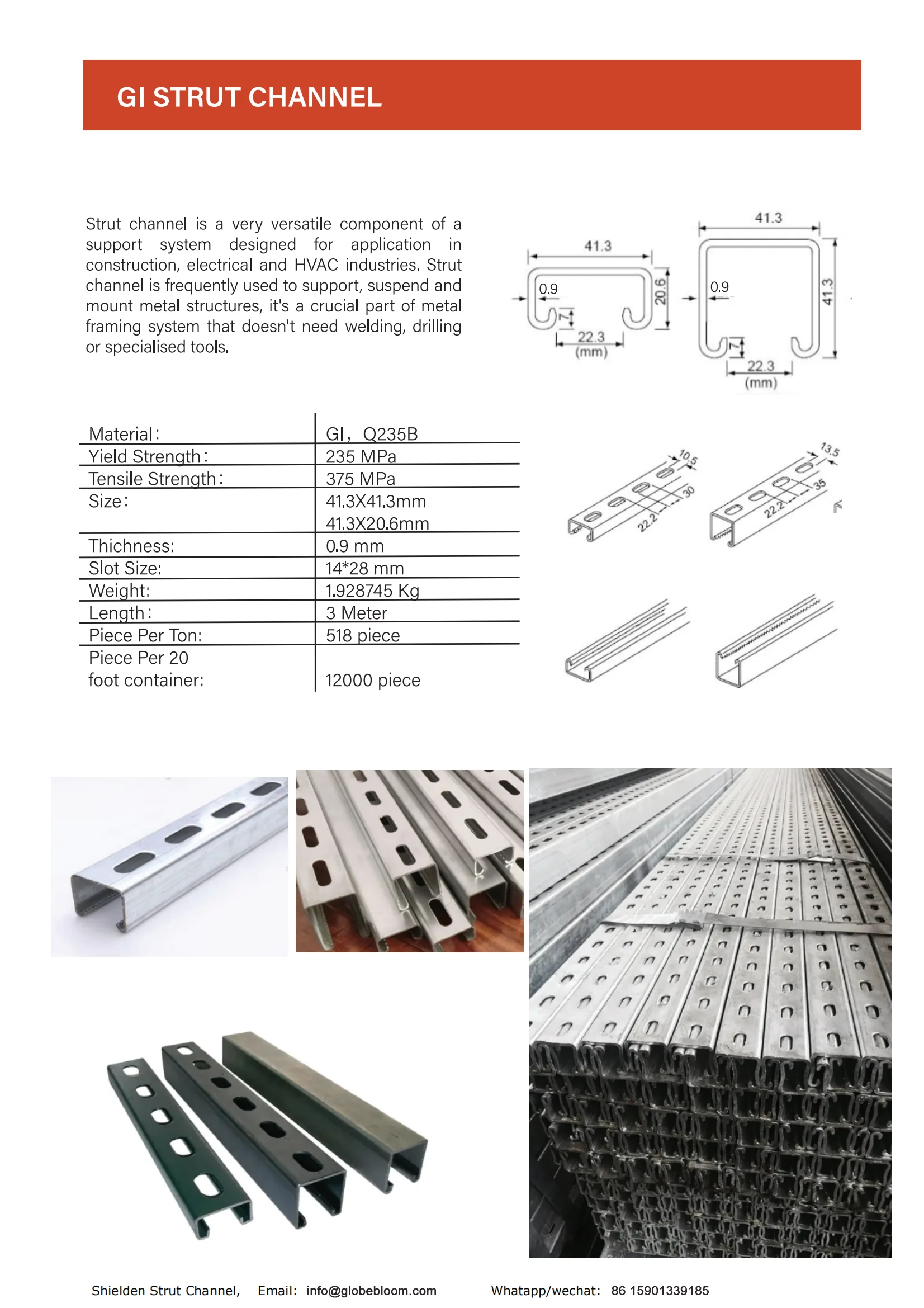 Customized U Channel Purlin Structural Unistrut Channel Steel Roof Truss Galvanized Steel ...