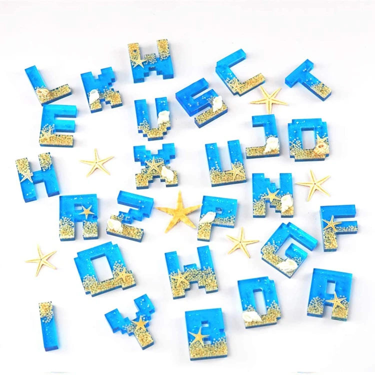 Pixel Alphabet Letter Epoxy Resin Silicone Molds Set Initial Keychain ...