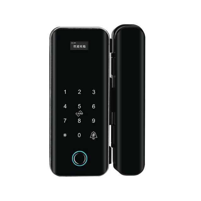 Wifi Time Display Case Tuya Cell Phone App Door Lock Sliding Glass Door ...