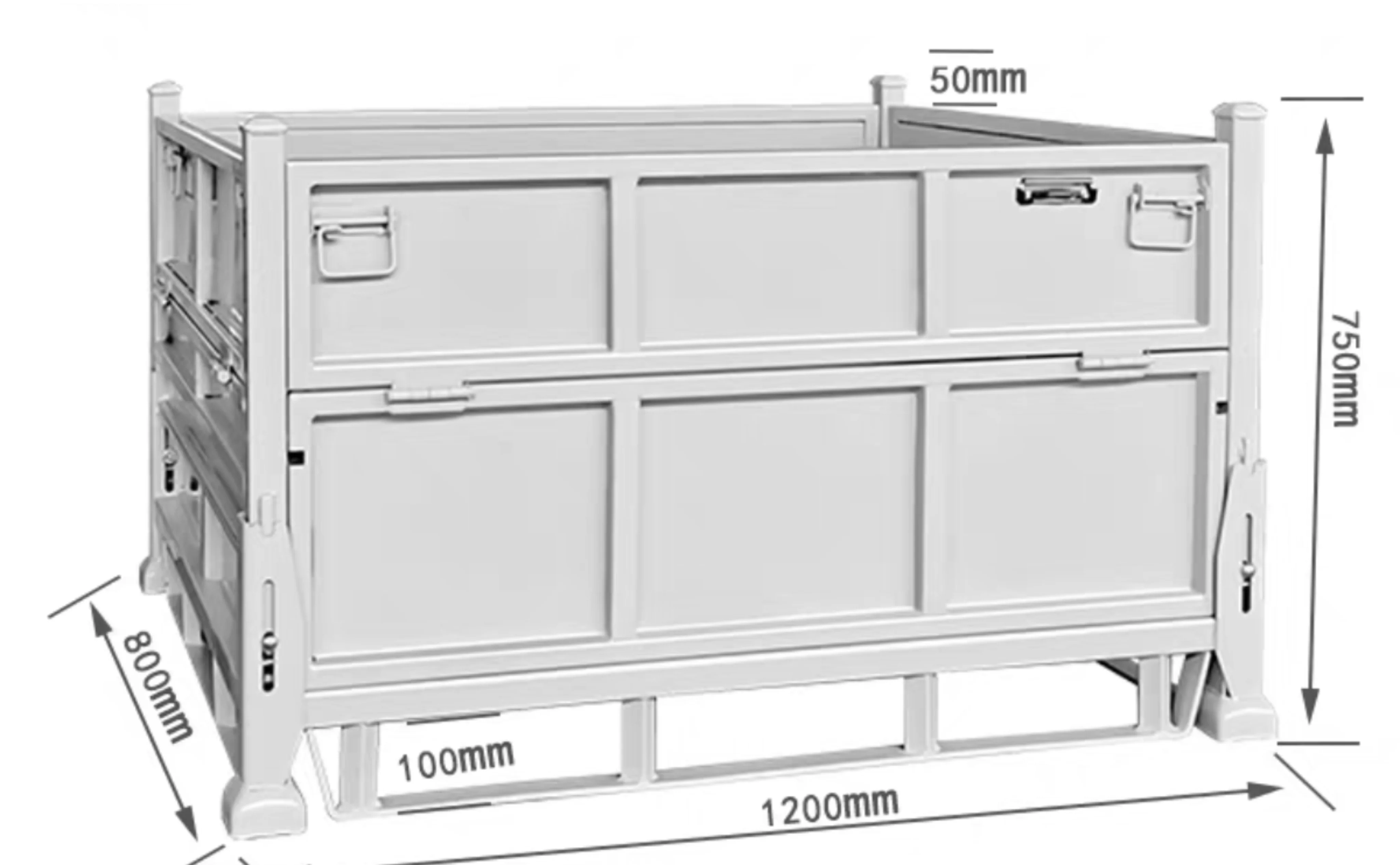 AOCHEN Heavy Duty Foldable Steel Metal Lockable Pallet Size Variations ...