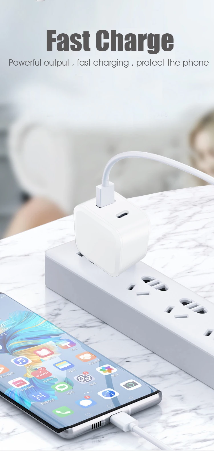 Usb C Power Adapter 20w Pd & Qc 3.0 Type C Fast Charging Block For 15 ...