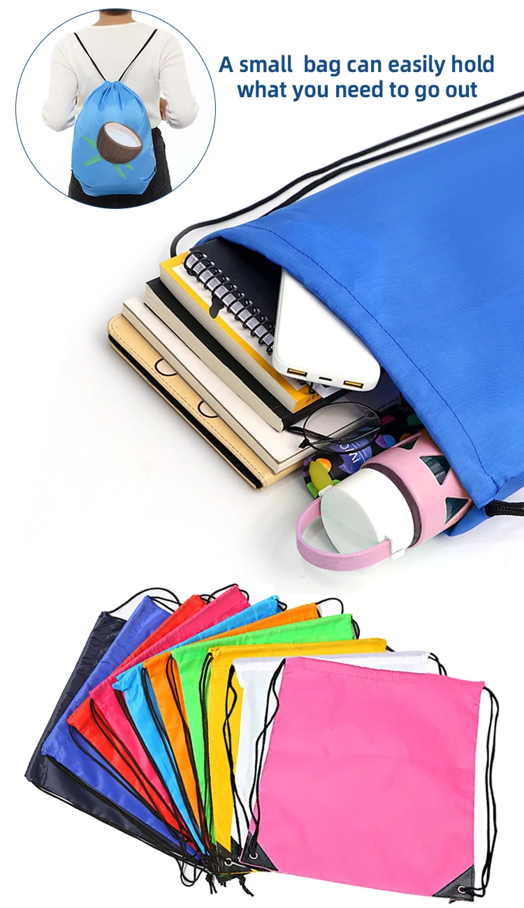 Custom Reusable Polyester Drawstring Backpack - Outdoor Use