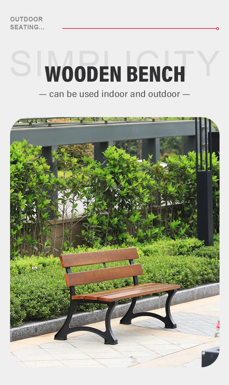 Outdoor Park Bench With Tropical Wood Slats Urban Street Bench With ...
