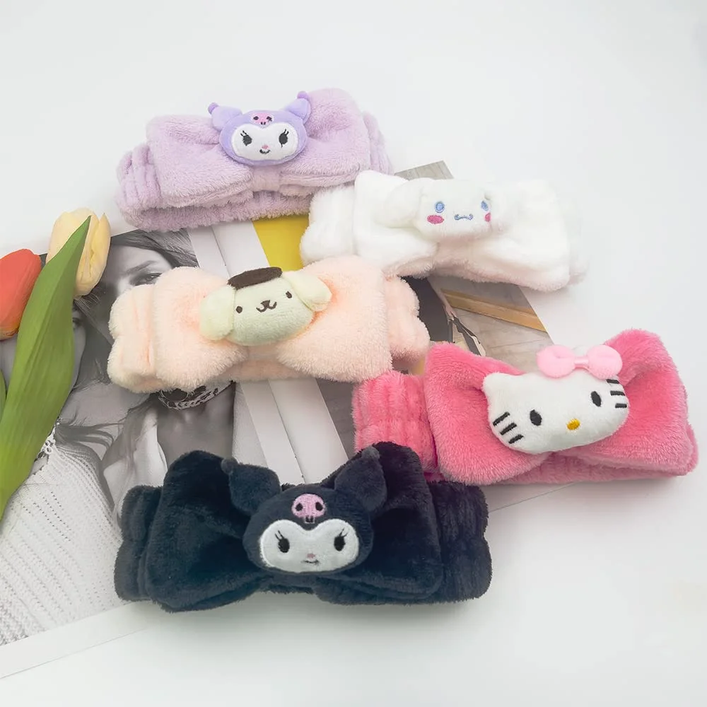 Kawaii Kuromi Melody Kt Cat Cinnamonroll Pudding Dog Head Hoop Headband ...