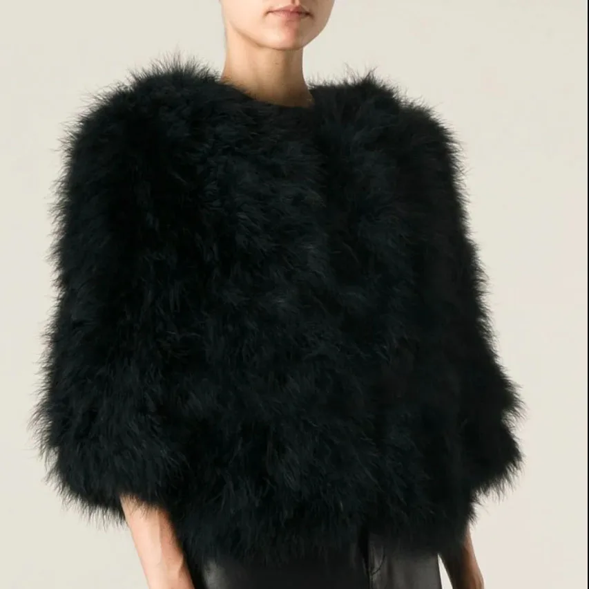 YR527 Fluffy Luxury Feather Coat - Sustainable & Stylish