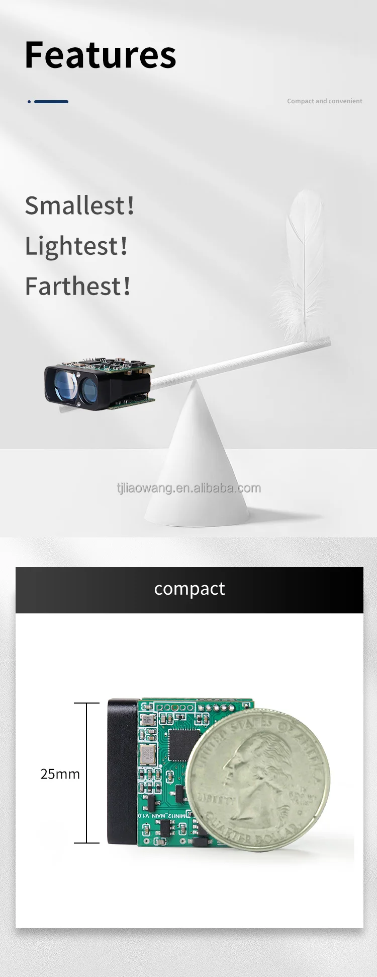 1200m Optic Laser Rangefinder Module with Night Vision 905nm