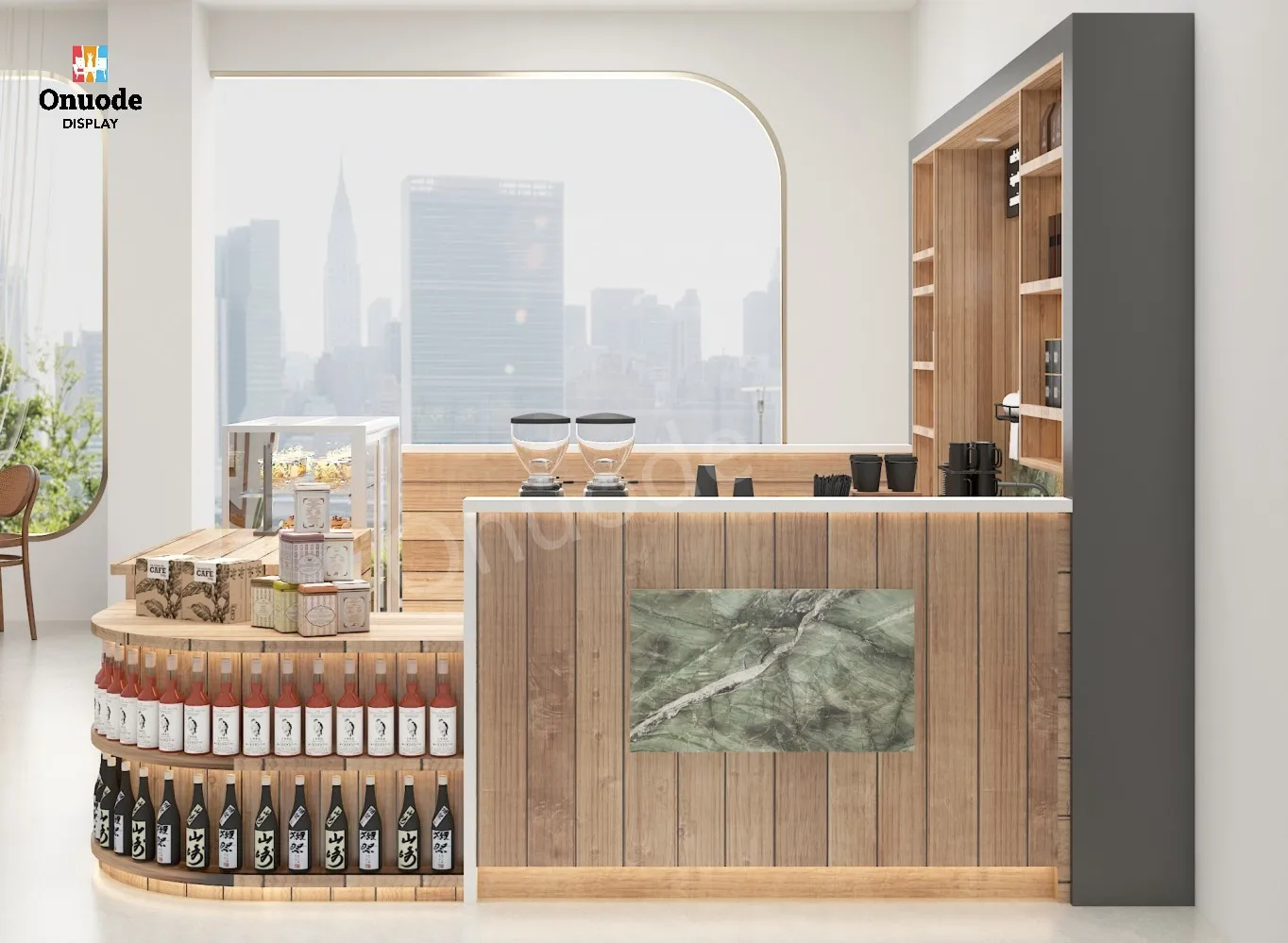 Luxury Modern Coffee Shop Counter Bar - Eco-Friendly Design