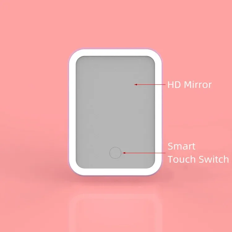 Portable LED Lighted Touch Dimmer Brightness Square Table Makeup ...