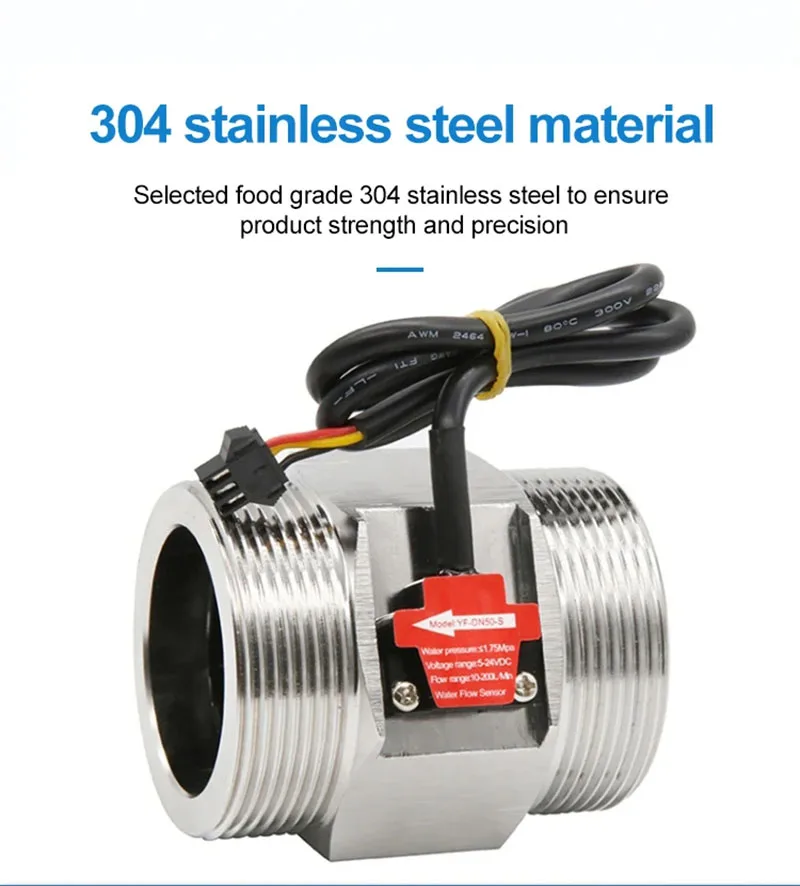 Water Flow Sensor Hall Sensor Turbine Flowmeter DN20 DN50 G1/4 G3/4 G1 ...